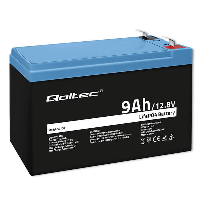 Qoltec LiFePO4 Akkumulátor 12.8V 9Ah 115.2Wh BMS - Akku-Elem